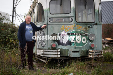 39874625-John Woodman with the last remaining trams at Wyre Dock LEP ...