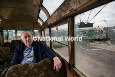 39874622-John Woodman with the last remaining trams at Wyre Dock LEP ...