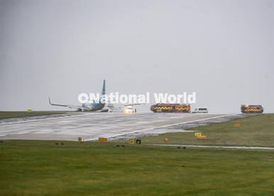 39879156-A Tui plane which has slipped off the runway at Leeds Bradford ...