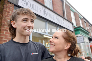 39880921-Scolli's Hairdressers Naomi Jenkins cuts her son Toby Quinn ...