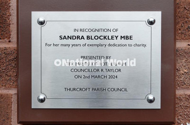 39937319-A plaque in recognition of the charity work by Sandra Blockley, was unveiled recently ...