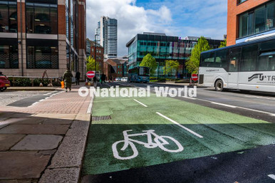 39957385-The new cycle track and one-way system permanently installed ...