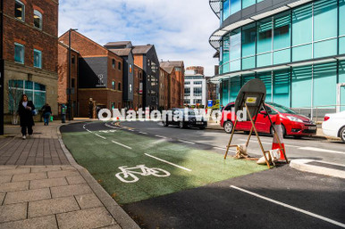 39957384-The new cycle track and one-way system permanently installed ...