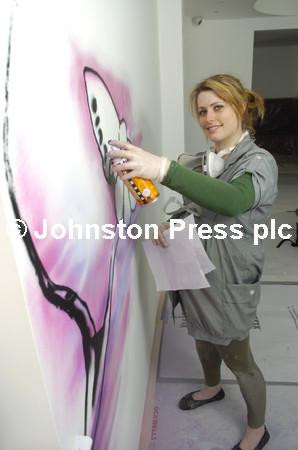 20680443-Urban artists at Myplace building. Pictured is Sarah Yates as ...