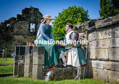 39972061-14th century re-enactors Aaron and Ellen Jones at the Medieval ...