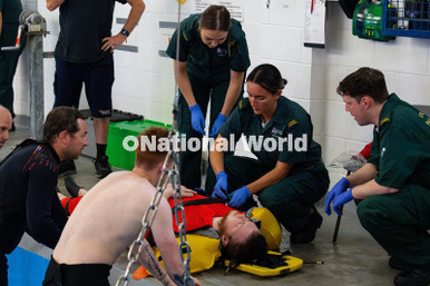 39975157-Paramedic students perform a water rescue at Fleetwood ...