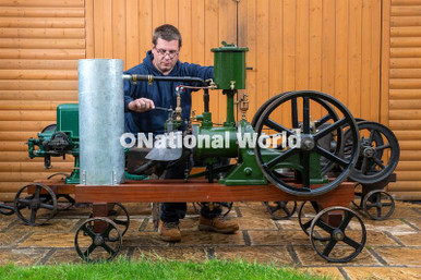 39977378-Mike Milestone with his 1910, Petter, The Handyman Patent oil ...
