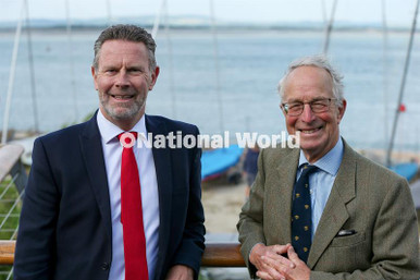 39981898-Longest serving trustee of the club, Tim Hancock, left, and guest of honour Lord ...