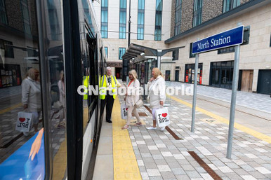 39985771-Competition winners enter the tram for the return journey at ...
