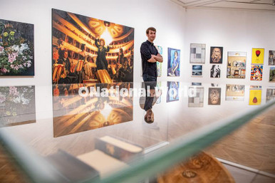 39993813-Luke Thomas with his portrait of Beethoven displayed at the ...