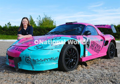 39997059-Racing driver Michelle Swallow with the brightly coloured ...