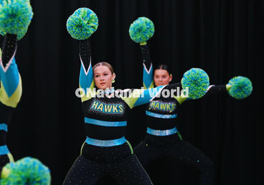 39998801-Wigan cheer and dance team The Hawks celebrate their success ...
