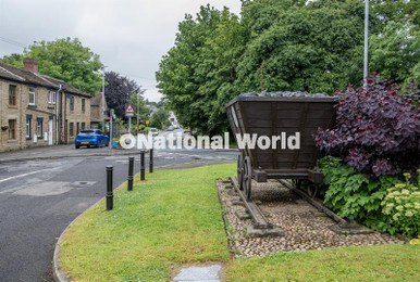 40003212-A railway wagon marking the Silkstone Wagonway in the village ...