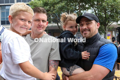 40008160-Matt Diffey, left, with Raymond, 8, and Dan Coomes with Olivia ...