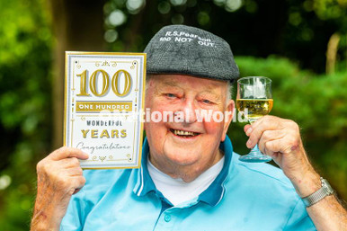 40020845-Ron Pearson, of Calverley, Leeds, celebrating his 100th ...