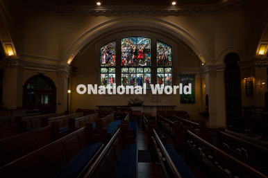 40035018-The colourful windows inside the White Church in Lytham. Photo ...