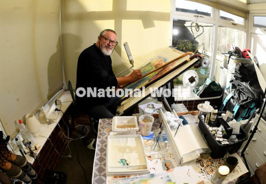 40055635-Artist and Actor Paul Hawkyard pictured with his work at his ...