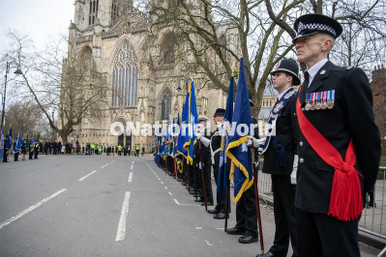 40099232-PC Rosie Prior funeral at York Minster. Police stadard bearers ...