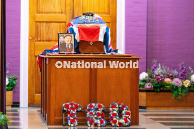 40101147-Coffin of veteran Ted Davidson lays in place at Burnley ...