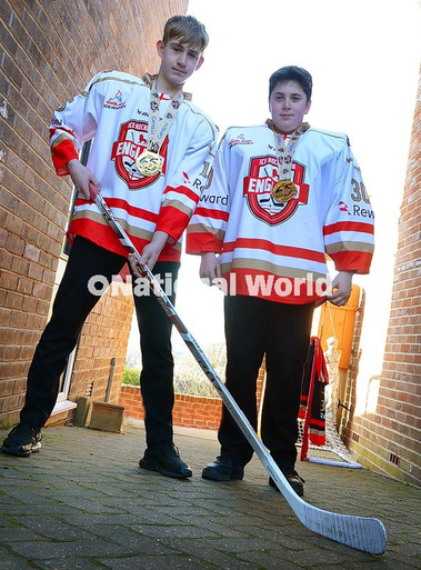 40107223-England Ice Hockey team players Luke Swift (left) and Jacob ...