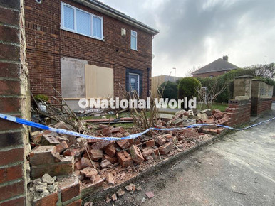 40108660-Damage to a garden wall of a house on Raby Road, Hartlepool ...