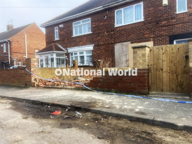 40108658-Damage to a garden wall of a house on Raby Road, Hartlepool ...