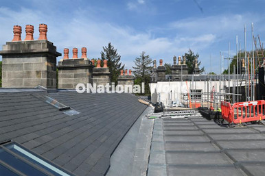 40317197-On the roof of Haigh Hall. As work continues inside and ...