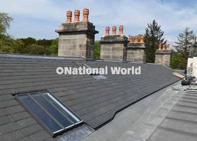 40317198-On the roof of Haigh Hall. As work continues inside and ...