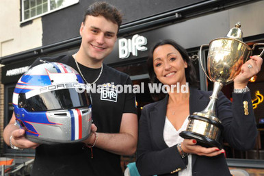 40328540-Oskar Dix, Porsche Championship winner, wife his mother Celine ...