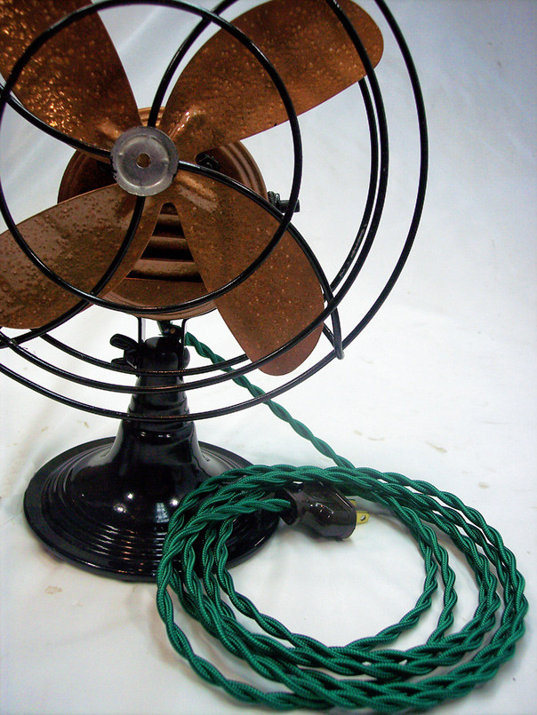 Green Rayon Cloth-Covered Electrical Wire Kit with antique style plug