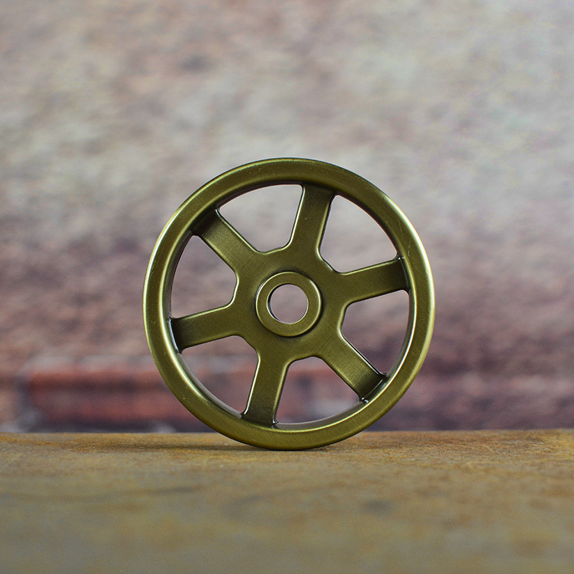 3" Industrial Pulley Wheel - Antique Brass