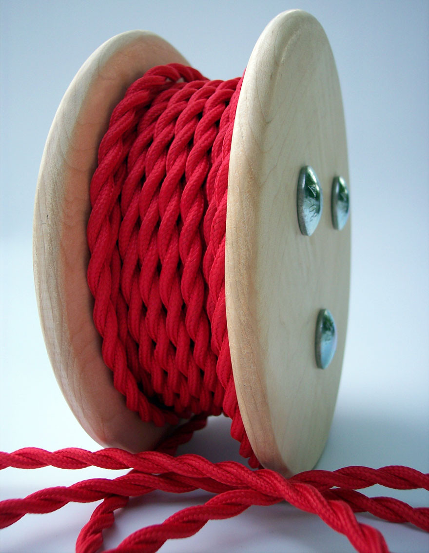 Red Rayon Cloth-Covered Twisted Electrical Wire - 18 Gauge - Bulk Roll ...