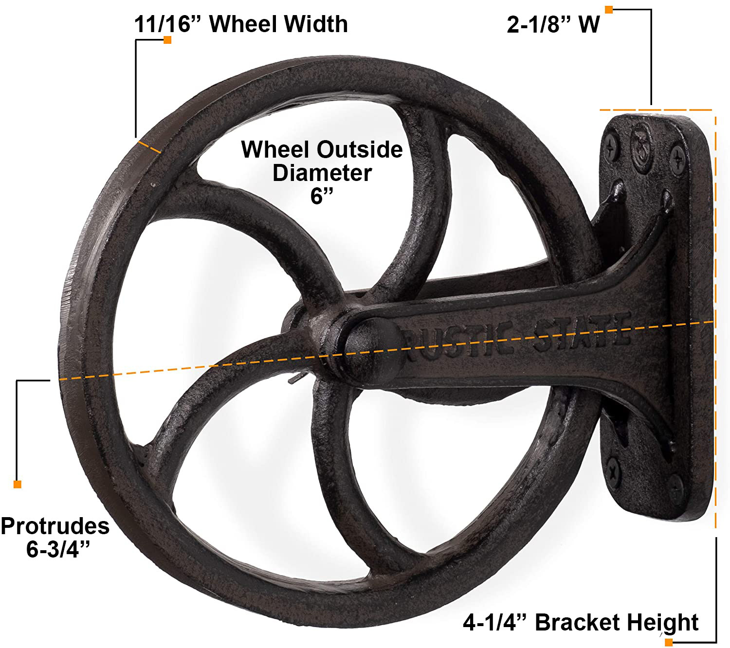 Industrial Pulley Wheel and Bracket - 6"