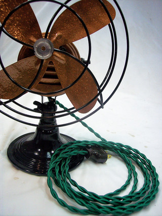 Green Rayon Cloth-Covered Electrical Wire Kit with antique style plug