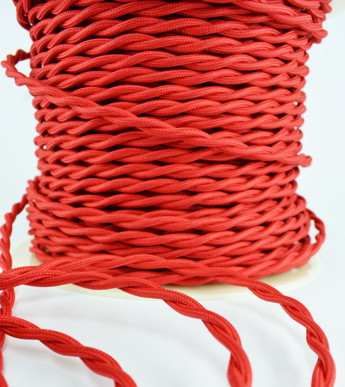 Red Rayon Cloth-Covered Twisted Electrical Wire - 18 Gauge - Bulk Roll ...