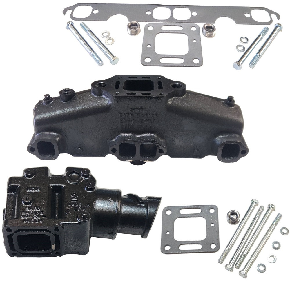 V8 Wet BARR Mercruiser Manifold + Riser Kit