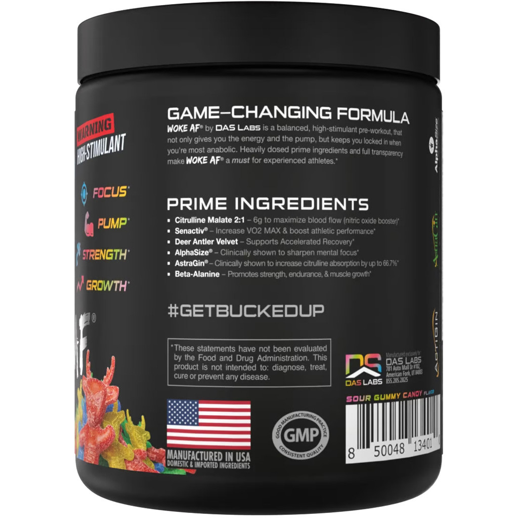 Bucked Up Woke AF Pre-Workout Sour Bucks 30 Serving Tub - Freedom ...