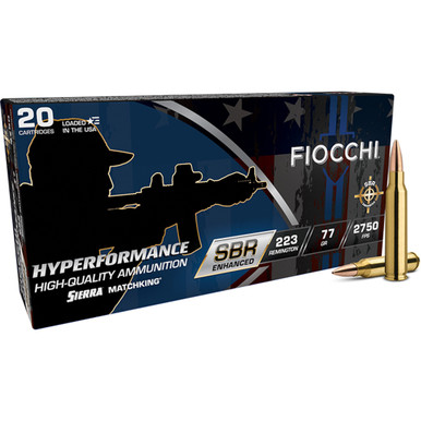 Fiocchi Hyperformance SBR Enhanced Rifle Ammo 223 Rem. 77 gr. HPBT 20 ...