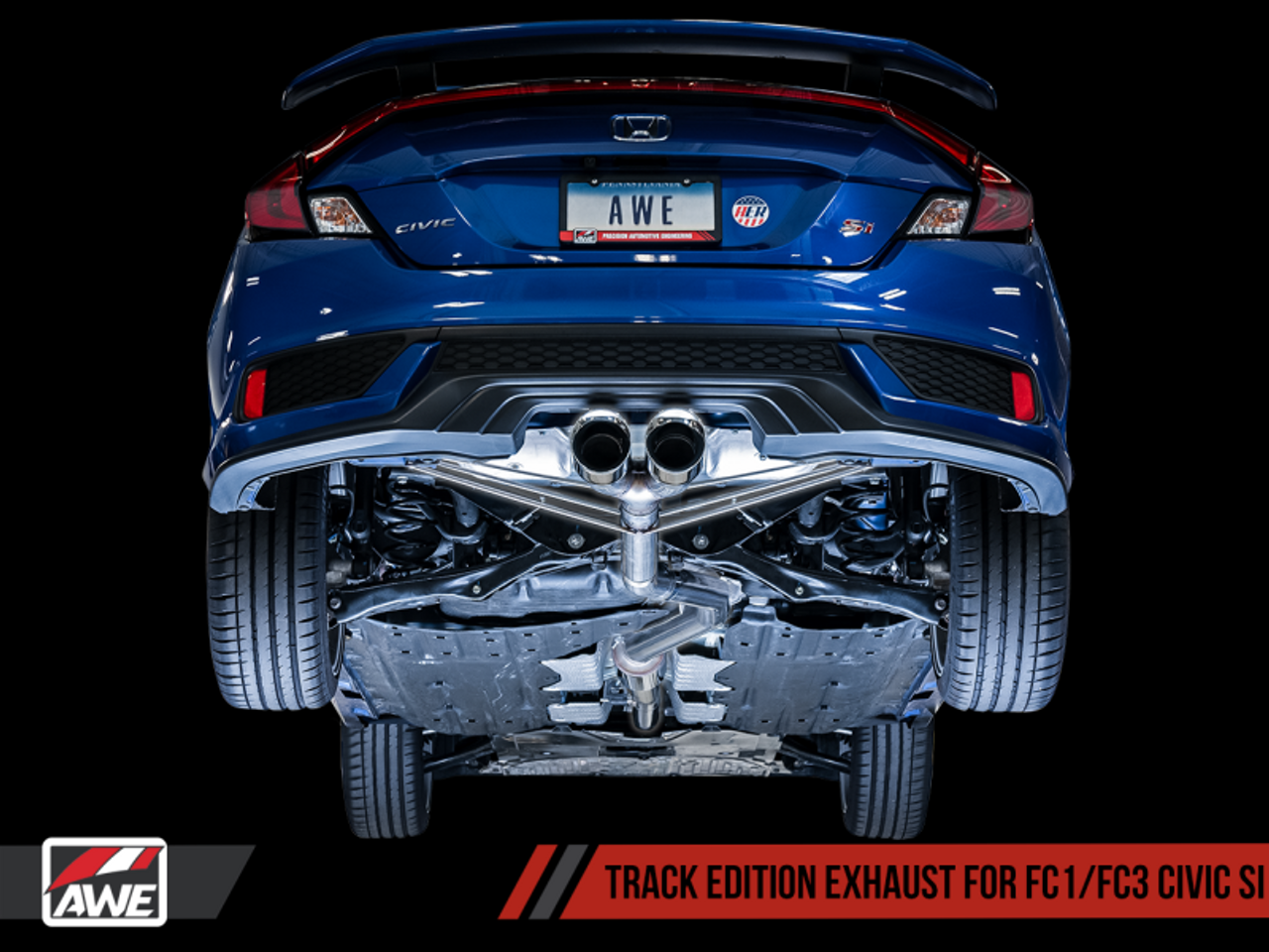 AWE Tuning 2016 Honda Civic Si Track Edition Exhaust w Front Pipe Dual Chrome Silver Tips HARDmotion Honda Acura Racing Development