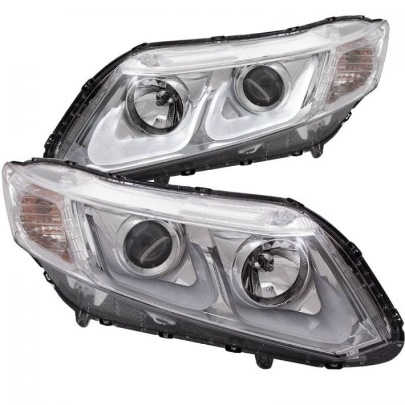 ANZO 2012-2015 Honda Civic Projector Headlights w/ U-Bar Chrome ...