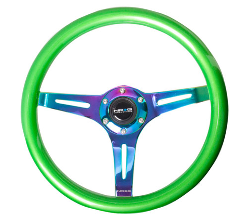 NRG Classic Wood Grain Steering Wheel (350mm) Green Pearl/Flake Paint w ...