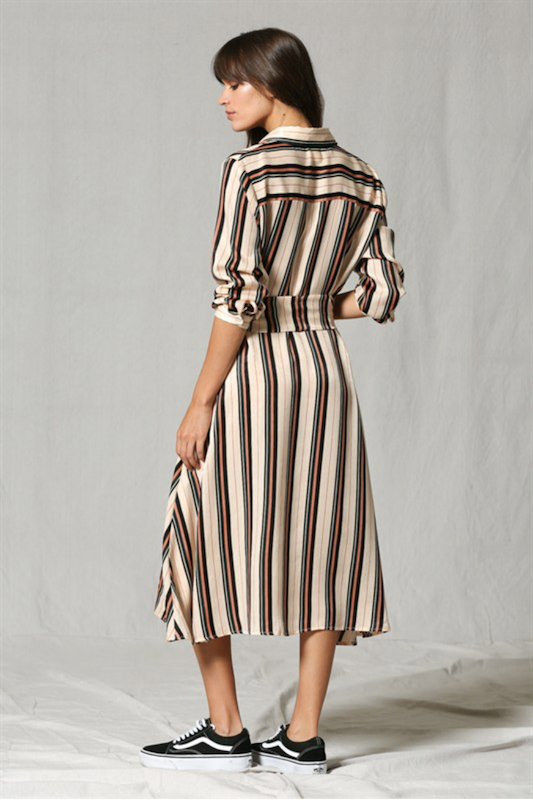 By Together - Lori Multi Color Striped Dress - Ivory
