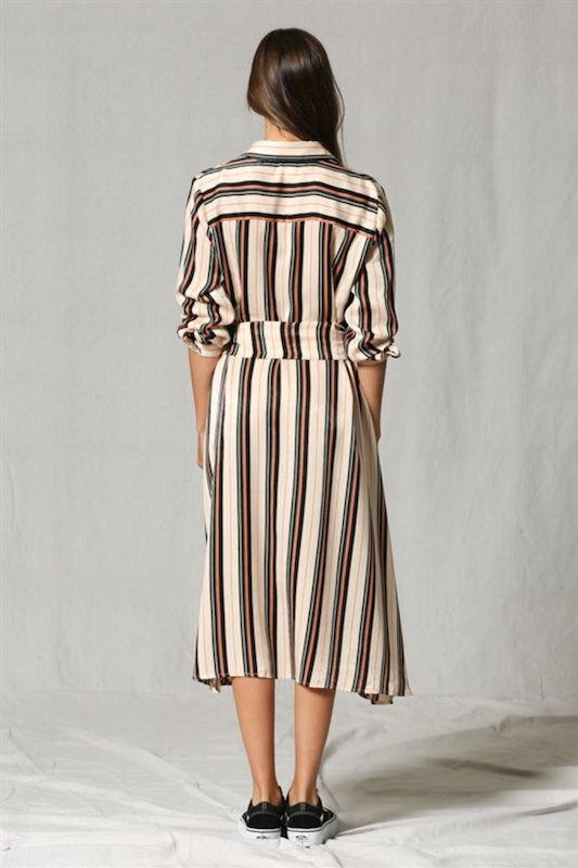 By Together - Lori Multi Color Striped Dress - Ivory