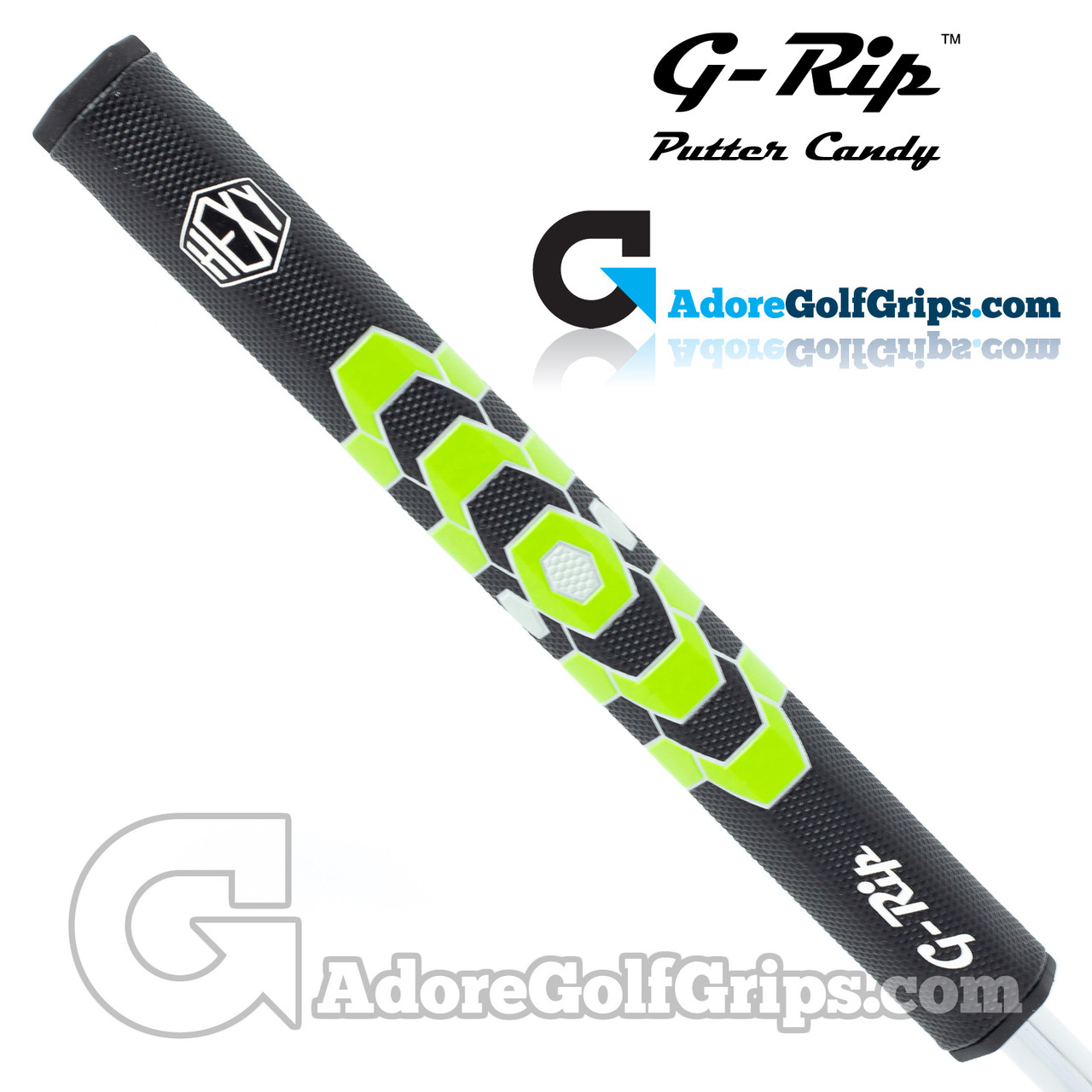 G-Rip Hexy Straight Taper Midsize Putter Grip - Green / Black