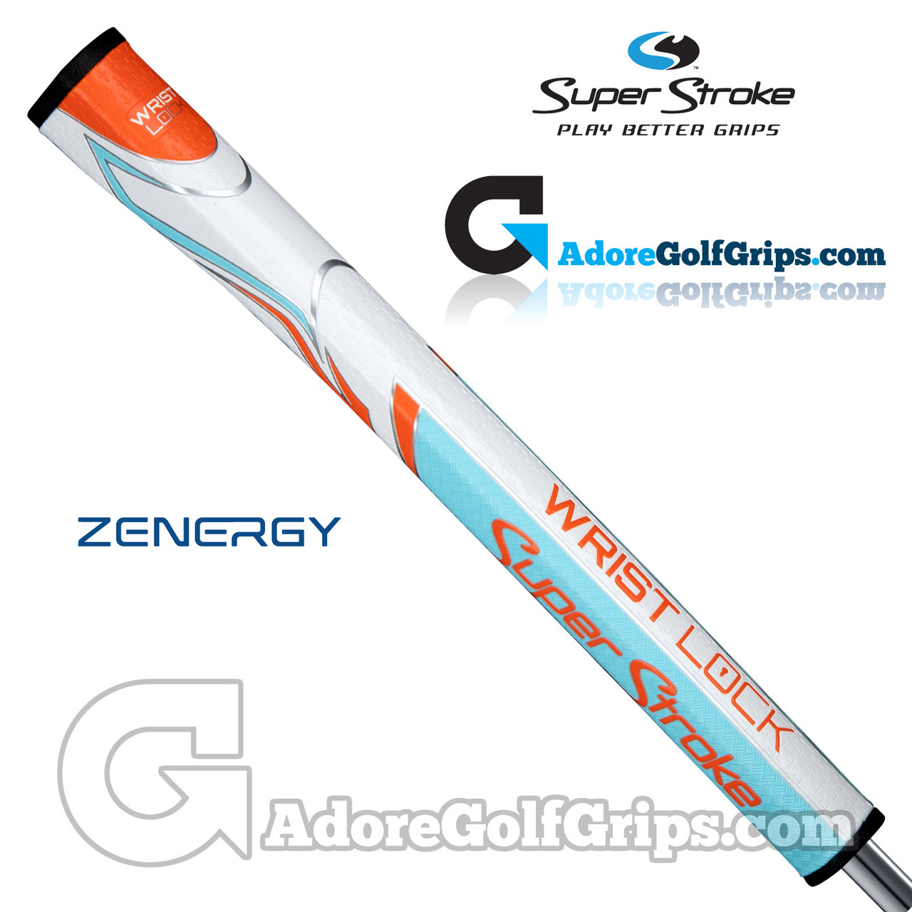 SuperStroke ZENERGY WristLock Tech-Port Putter Grip - White / Orange / Blue