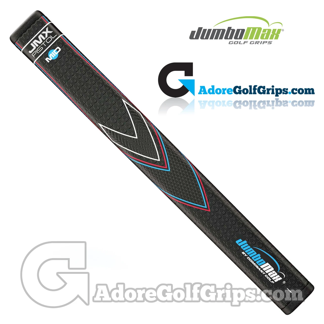 JumboMax JMX Mid Jumbo Pistol Putter Grip - Black / Blue / Red