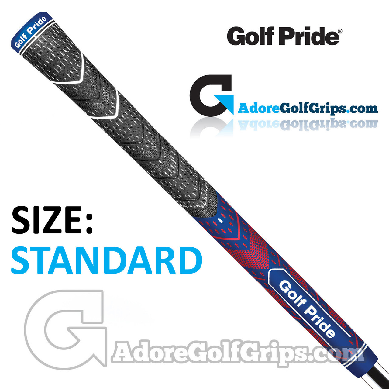 9 Golf Pride MCC Plus 4 Teams Grips - Black / Navy / Red - With Free Tape