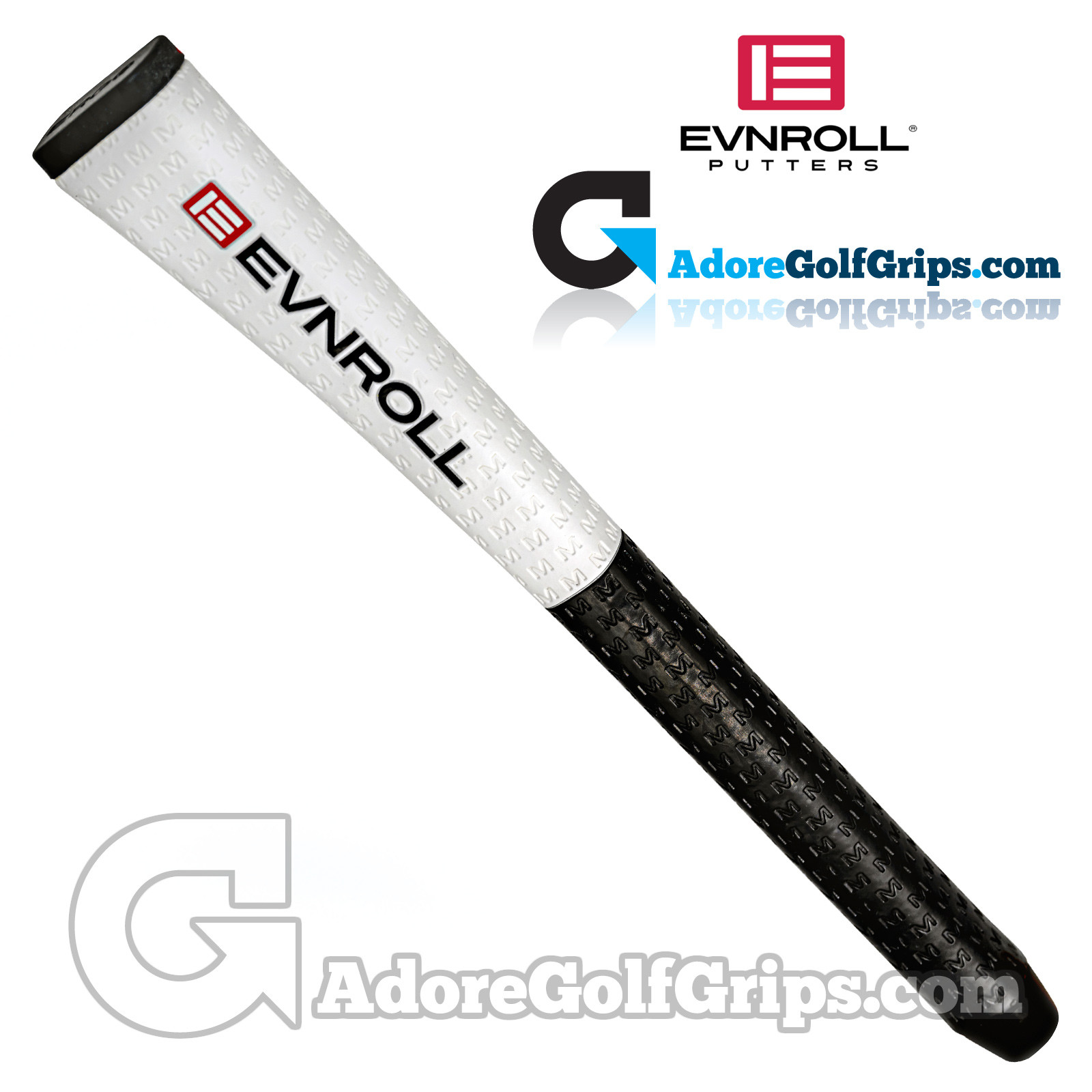Evnroll MidLock 14 Inch Jumbo Putter Grip - White / Black