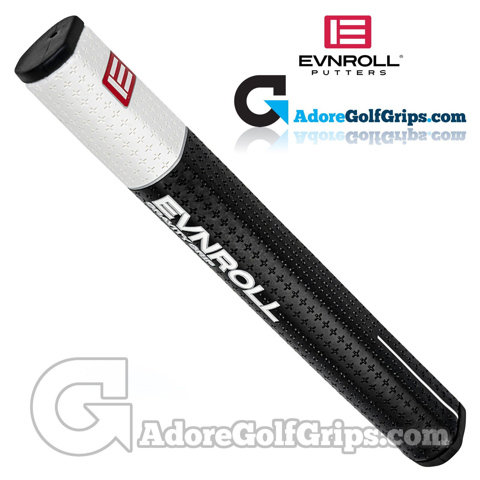 Evnroll Zero Gravity Non-Taper Jumbo Putter Grip - White / Black