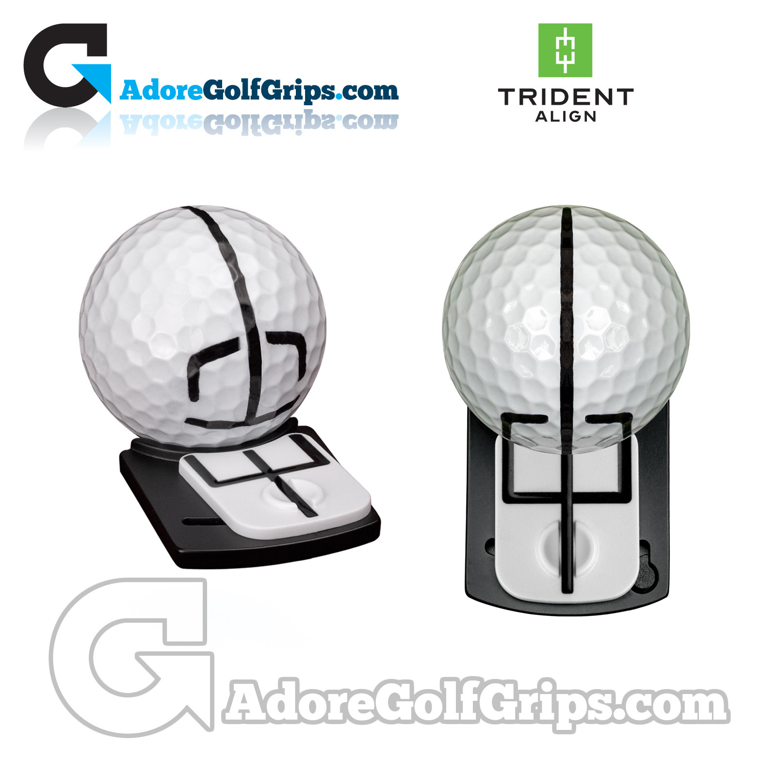 Trident Align Adjustable Ball Marker Putting Aid - Black / White